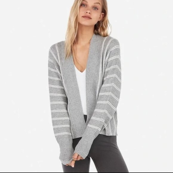 Express | Sweaters | Express Gray White Striped Cardigan Sweater | Poshmark